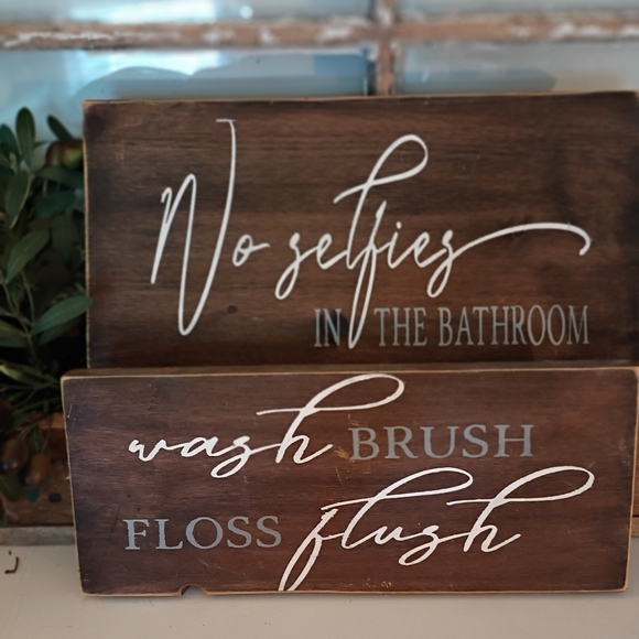 Bath | Rustic Brown Bathroom Sign Set | Poshmark
